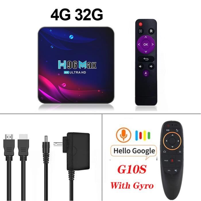 Ue Plug - 4G 32G G10S - Boîtier Smart TV H96 max V11, Android 11, 4K, 2.4 go 5.8 go, WIFI ...