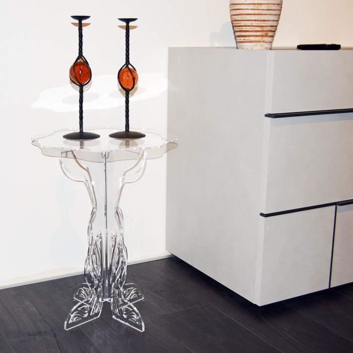Colia Table Basse De Salon Design Moderne En Plex Transparent (38 X H50) - Cdiscount Maison