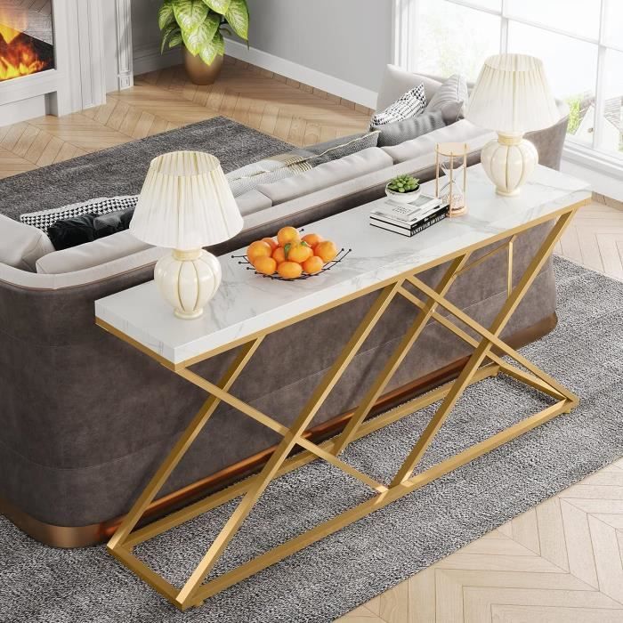 Tribesigns Table Console dorée de 140 cm, Table d'entrée Moderne avec ... Tribesigns Table Console dorée de 140 cm, Table d'entrée Moderne avec ...