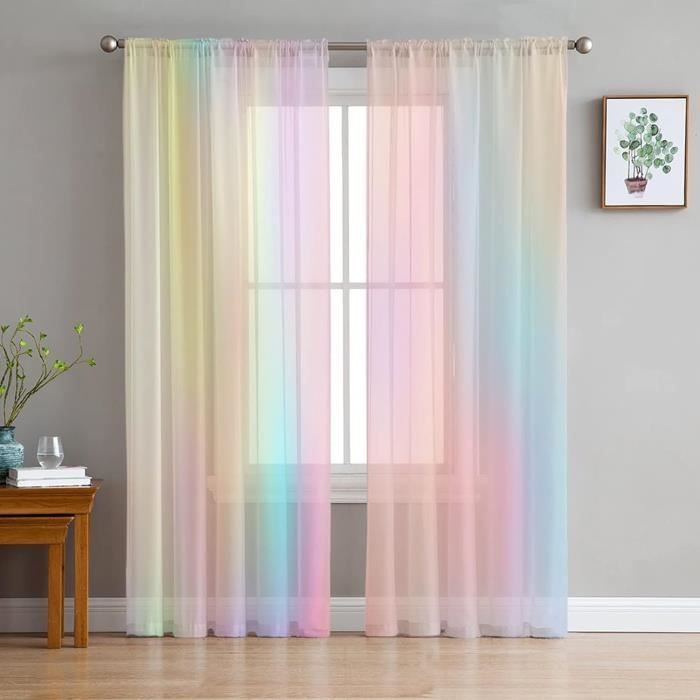 Rideaux Passe-Tringle Arc En Ciel Minimalisme Art 234X183 Cm Polyester ...