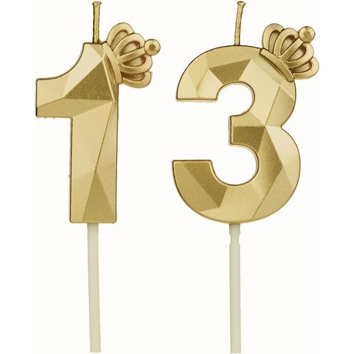 Bougies D'Anniversaire Chiffre 13 Avec Couronne, Bougies D'Anniversaire ...