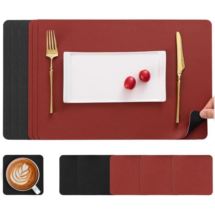 Set de table en cuir double face antidérapant lavable et imperméable ...