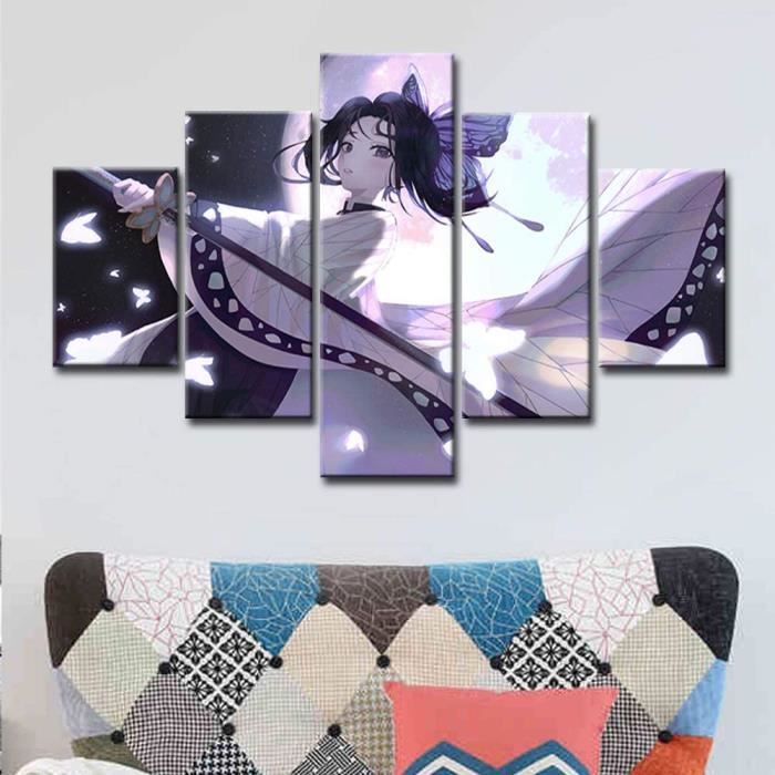GUHB-523 Toile d'art mural, 5 pièces, Manga, images de papillons ...