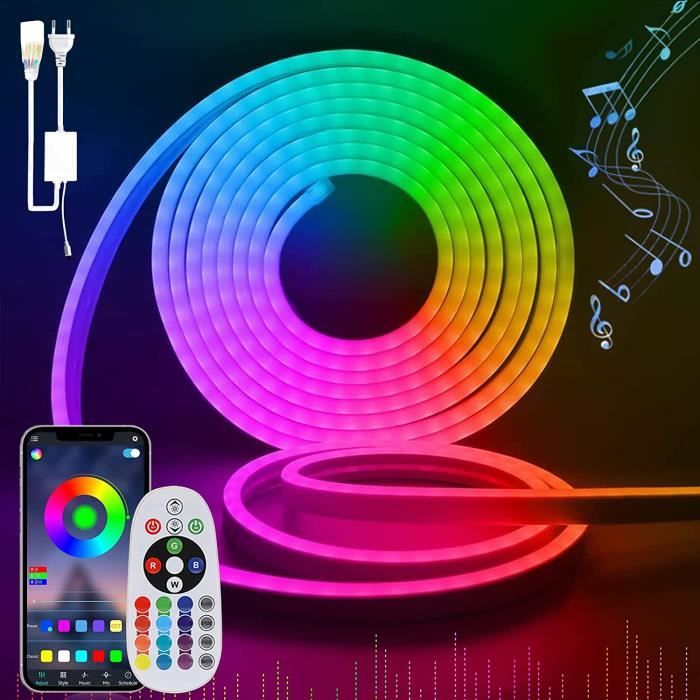 Ruban Led Rgb 5M, Neon Bande Led Ip65 Étanche 220V Led Chambre Bande ...