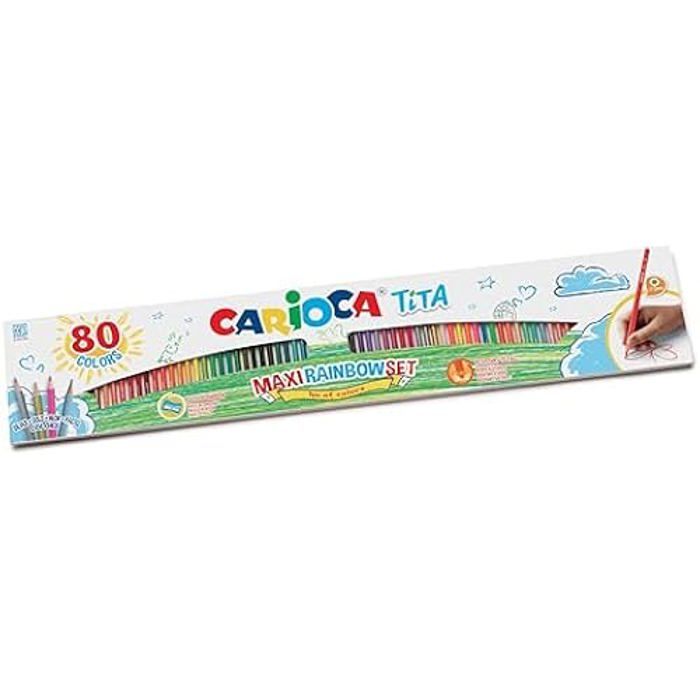 Crayons de couleur CARIOCA TITATA - Lot de 80 - Arc-en-ciel - Pointe ...