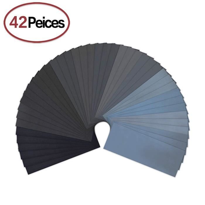 ChangM - Lot de 42 Papier de Verre, Papier Abrasif 23 x 9.3cm à Sec à l ...