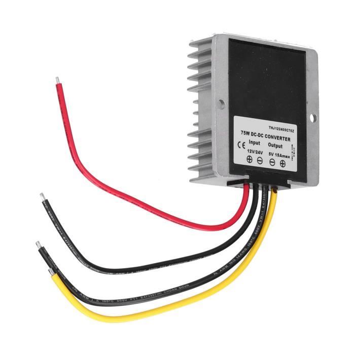 Duokon Régulateur de tension DC DC 12V/24V à 5V convertisseur abaisseur dissipation thermique ...