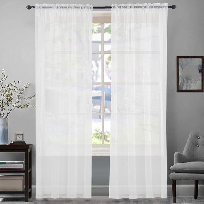 Lin Couleur Unie Rideau, Transparent Voilage Rideaux En Tulle Avec ...