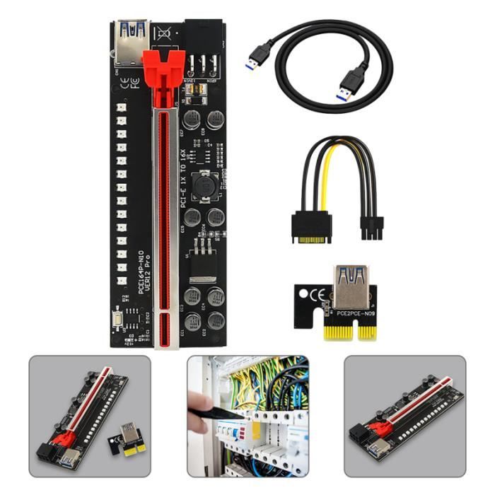 1 Ensemble PCI-E 1X sur 16x Extender Light PCI-E Fourniture de la carte ...
