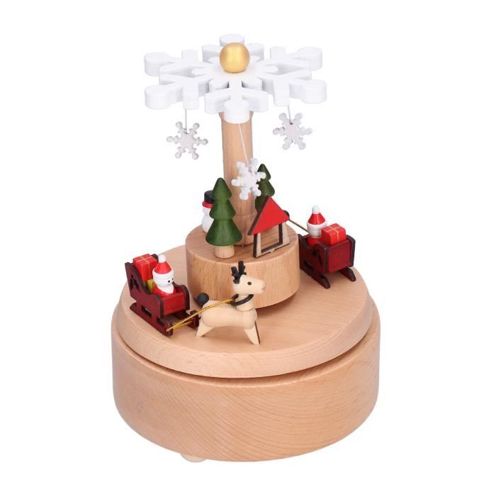 Boîte à musique de Noël en bois - OMABETA - Flocon de neige - Joyeux ...