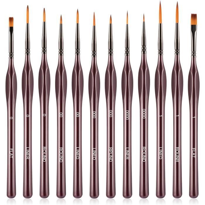 Pinceau Aquarelle, 12 Pcs Pinceau Fin Peinture pour Acrylique Huile ...