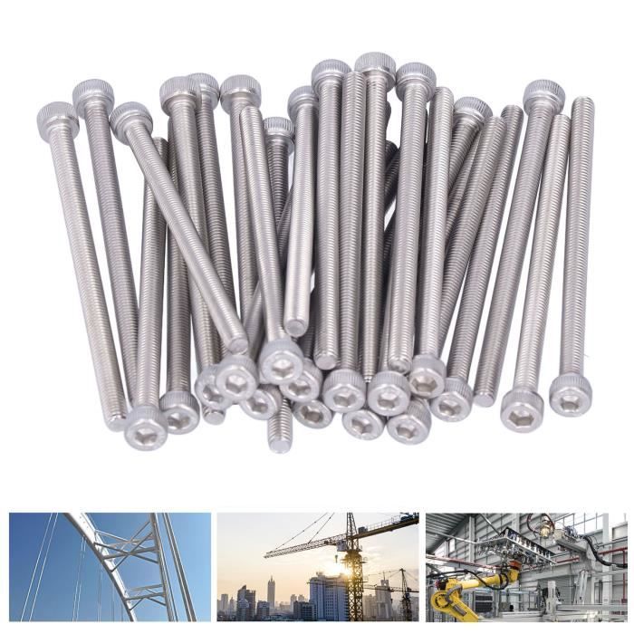 ZER-30 pièces M5 vis à tête hexagonale à tête cylindrique A2 vis à tête hexagonale en acier ...