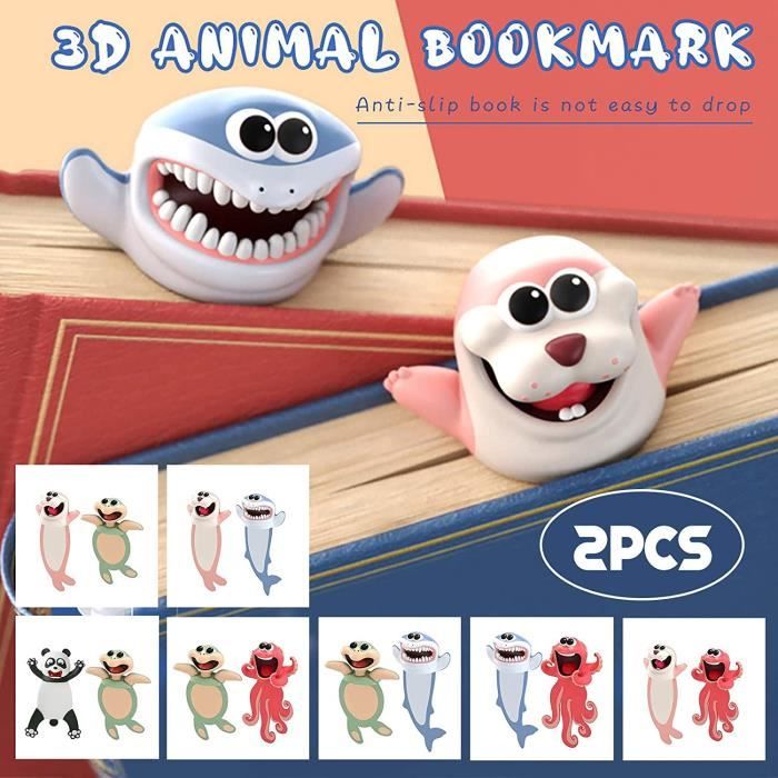 Signet 3D Animaux Joli Marque-Page de Livre Animé pour Enfants Bureau ...
