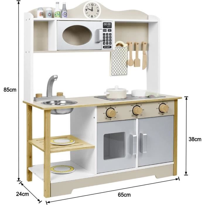 NAIZY Cuisine Enfants Cuisiniere en Bois Dinettes à Jouer 85x65x24cm ...
