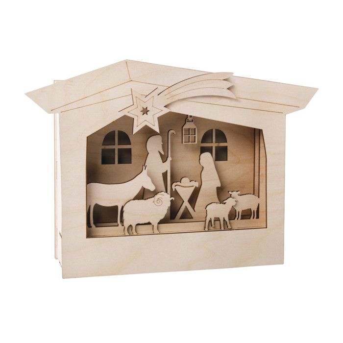 Crèche DIY en bois à monter soi-même 24 x 24 x 6,3 cm - Cdiscount Maison