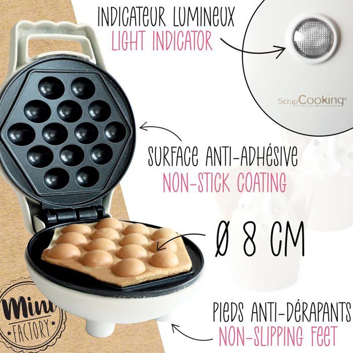 Mini Bubble Waffle Factory - Machine À Gaufres Bulles - Plaque ...