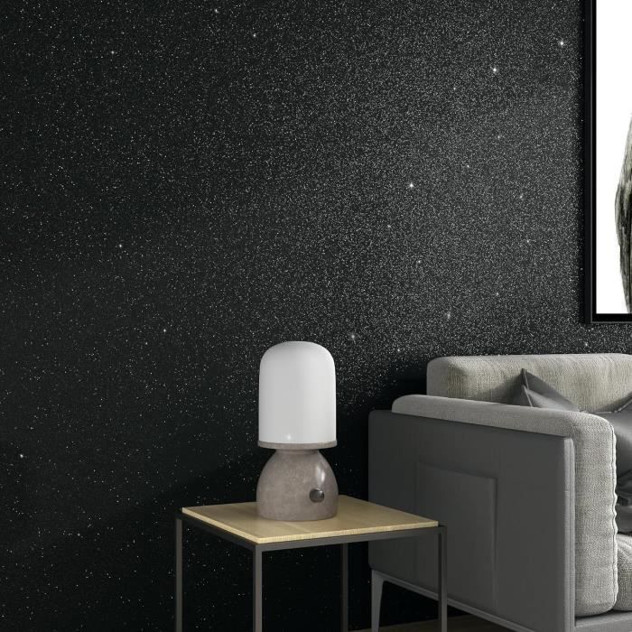 Papier Peint Noir Paillettes 40 X 800cm Rouleau Decoratif Adhesif pour ...