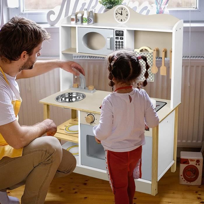 NAIZY Cuisine Enfants Cuisiniere en Bois Dinettes à Jouer 85x65x24cm ...