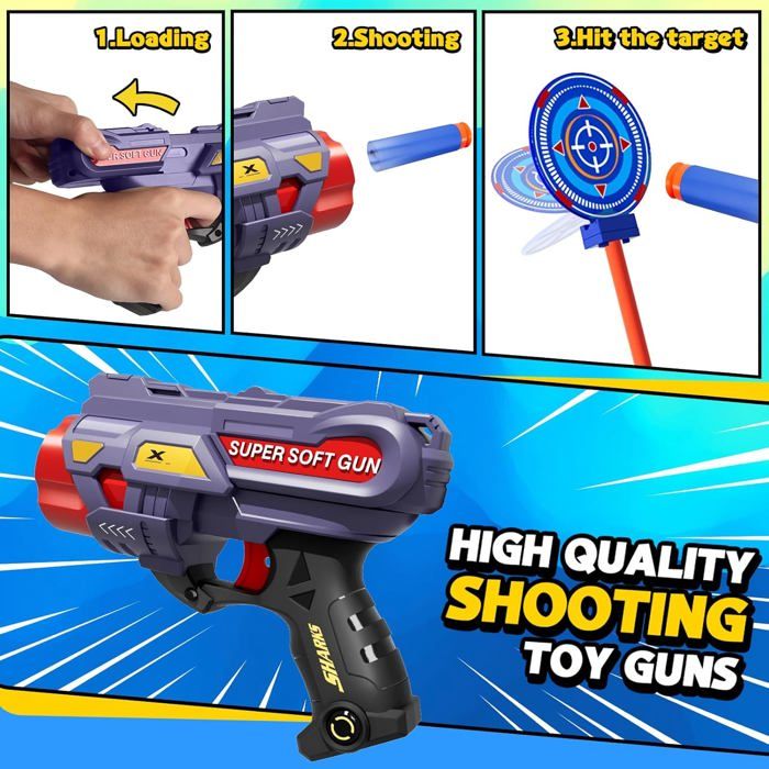 Cible De Tir Rotative Jeux Pour Enfants Comprend 2 Pistolets Jouets 20 ...