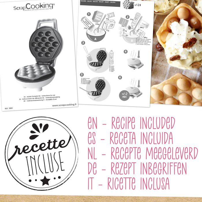 Mini Bubble Waffle Factory - Machine À Gaufres Bulles - Plaque ...