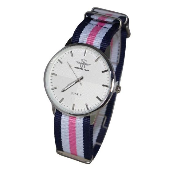 MONTRE HOMME FEMME BRACELET TISSUS LONDON CANTERBURY LADY MICHAEL JOHN ...