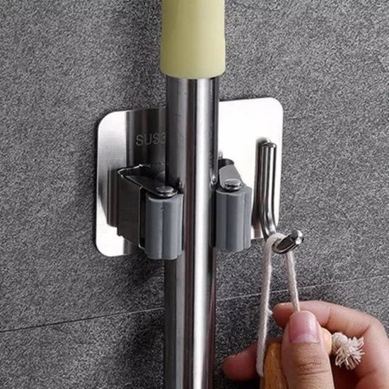 AJW-Lot de 4 supports auto-adhésifs en acier inoxydable avec crochet ...