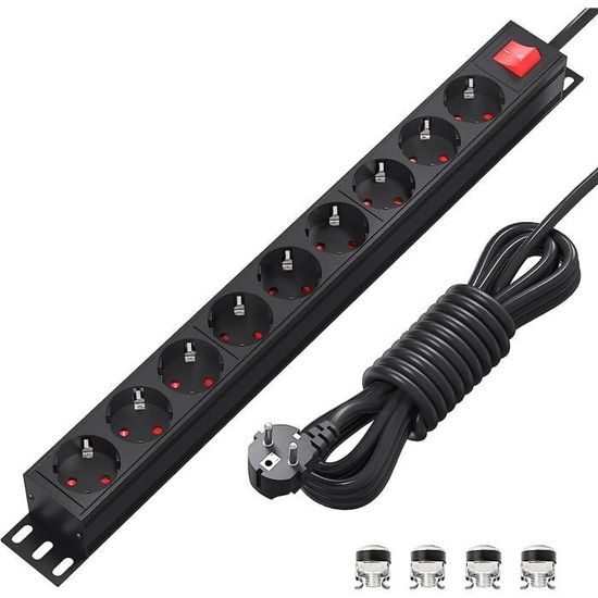 Multiprise Electrique avec 9 Prises, 3500W- 16A Alu Line Bloc ...