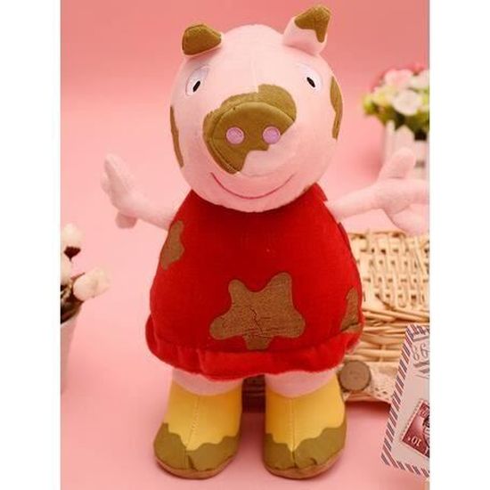 Evala® 1 piece Peluches 30cm Peppa Pig robe rouge boue pepe porc poupée ...