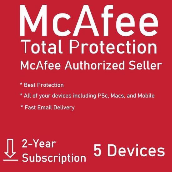 MCAFEE Total Protection 2023 - 5 Appareils - 2 Ans - PC / Mac / Android ...