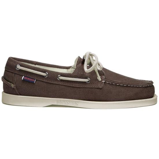 Chaussures bateau Sebago Washed Canvas Dk brown - Cdiscount