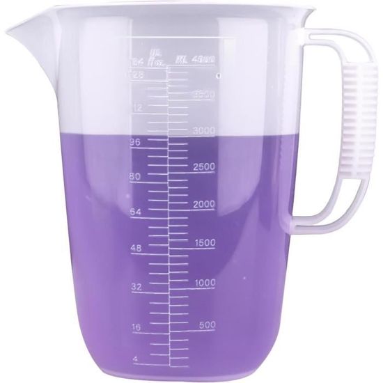 4L Verre Doseur en Plastique, 4 Litres Grande Mesure Graduée avec Tableau de Conversion 1 Gallon ...