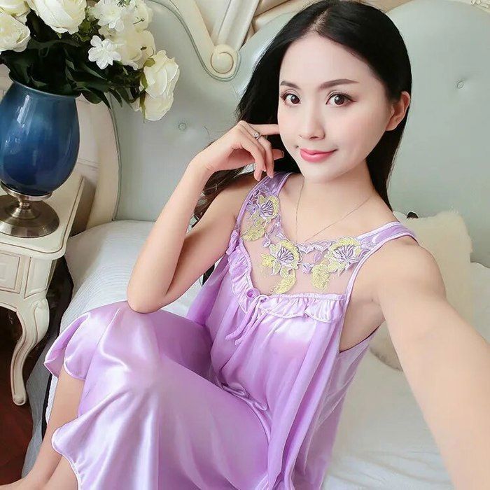 Chemise De Nuit Sexy En Satin Pour Femmes Vêtements De Nuit Injsoft