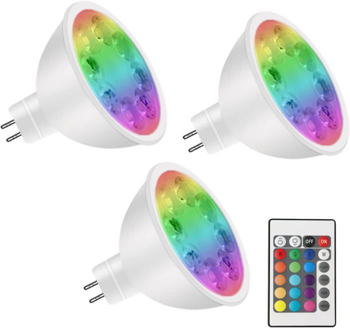 GU5.3 LED RGB, ampoule 12V LED lampe MR16 changement de couleur, 4W GU5 ...