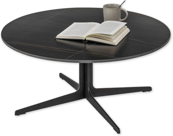 Lena Basse Ronde Noire–Table De Salon Moderne Avec Plateau En Céramique ...