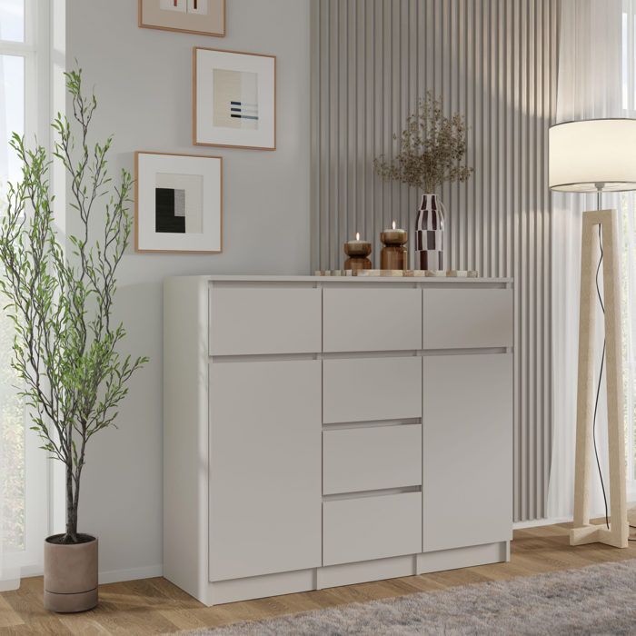 Commode MAJA 2D6S 120 cm cachemire – 6 tiroirs, 2 compartiments ...