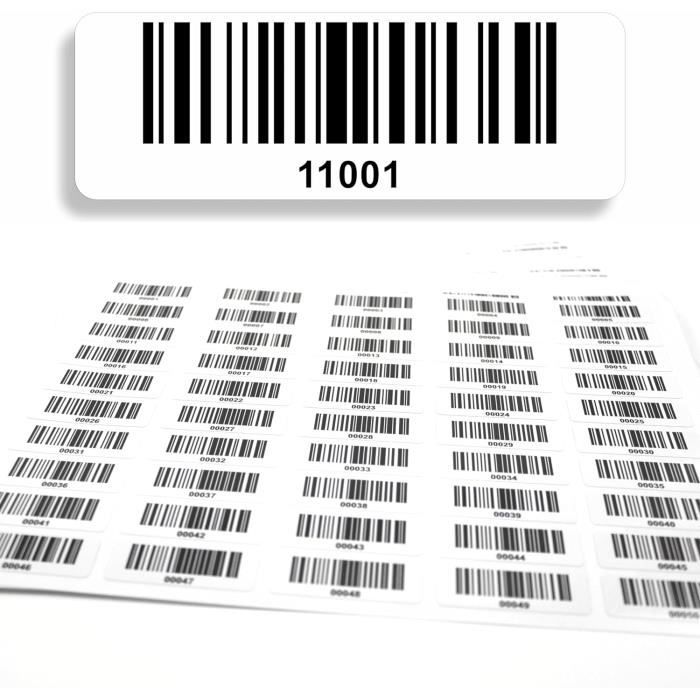 Lot de 1000 étiquettes code-barres 11.001-12.000, 5 chiffres, test DGUV ...