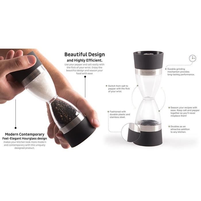 Forme Hourglass double sel poivre Spice Mill Grinder - Cdiscount Maison