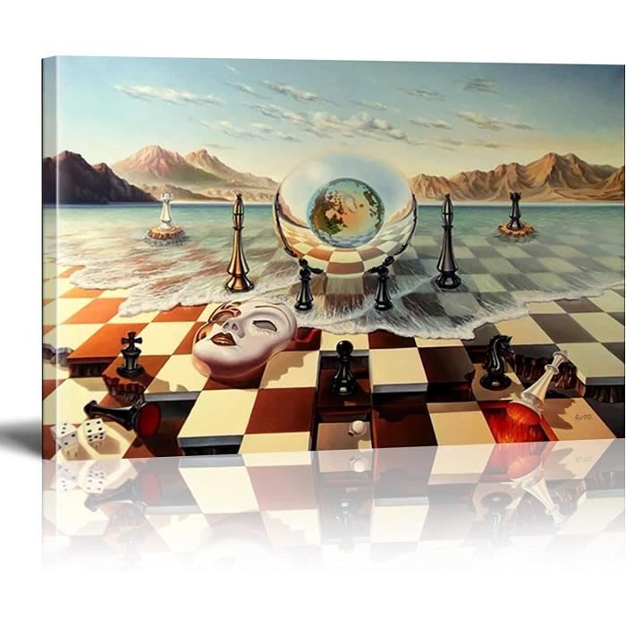 Salvador Dali surréalisme échecs sur mer toile peintures abstraites ...