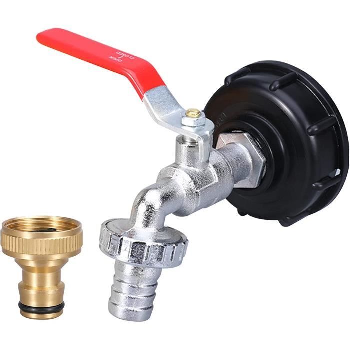 Robinet Cuve 1000L S60X6 IBC Raccord Robinet avec 2 pièces raccord de Tuyau 3-4"(Alliage et ...