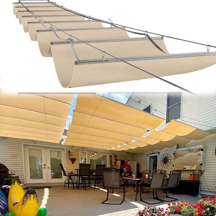 Filet D'ombrage Toile d'ombrage, Rétractable Voiles D'ombrage Vague ...
