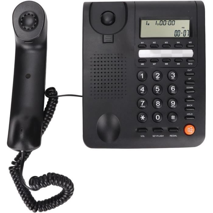Téléphone Fixe Filaire de Bureau, Téléphone à Montage Mural avec écran LCD, Mémoire D'appel ...