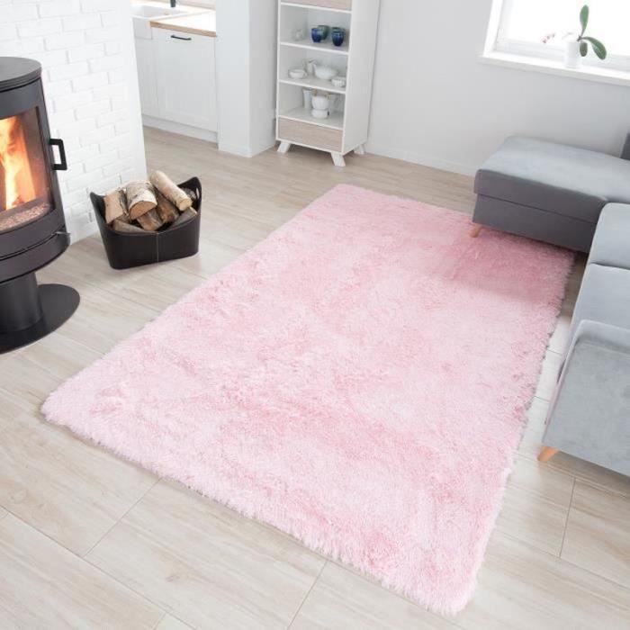 TAPISO Silk Tapis de Salon Chambre Ado Bébé Rose Antidérapant Super ...