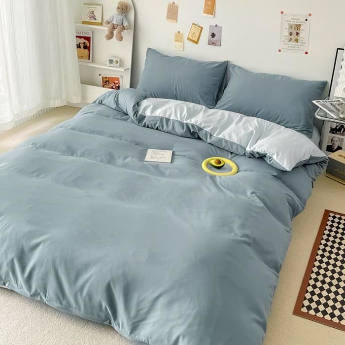 Couvre lit, simple, couleur unie, de 220X240 lavé, quatre pièces ...