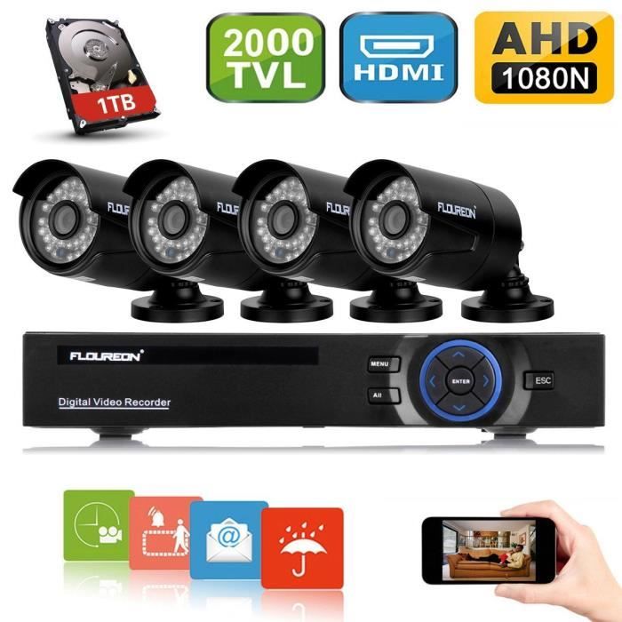 FLOUREON Système de Surveillance DVR 8CH 1080N Enregistreur de Sécurité ...