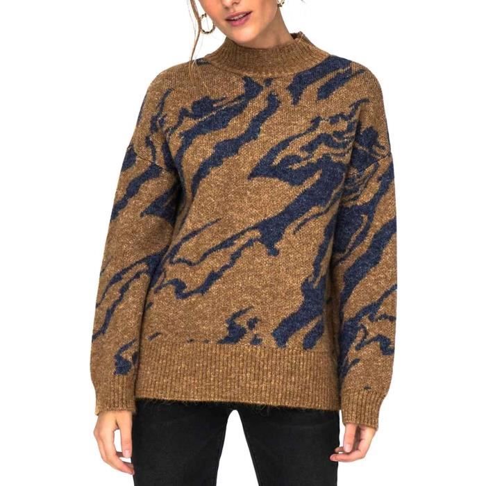 Pull Only Jacquard Tanya Camel pour Femme Beige - Cdiscount Prêt-à-Porter