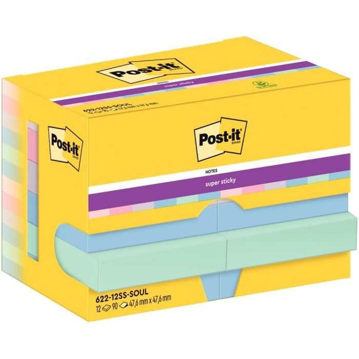 Lot de 12 blocs repositionnables 90 feuilles Post-it Super Sticky ...