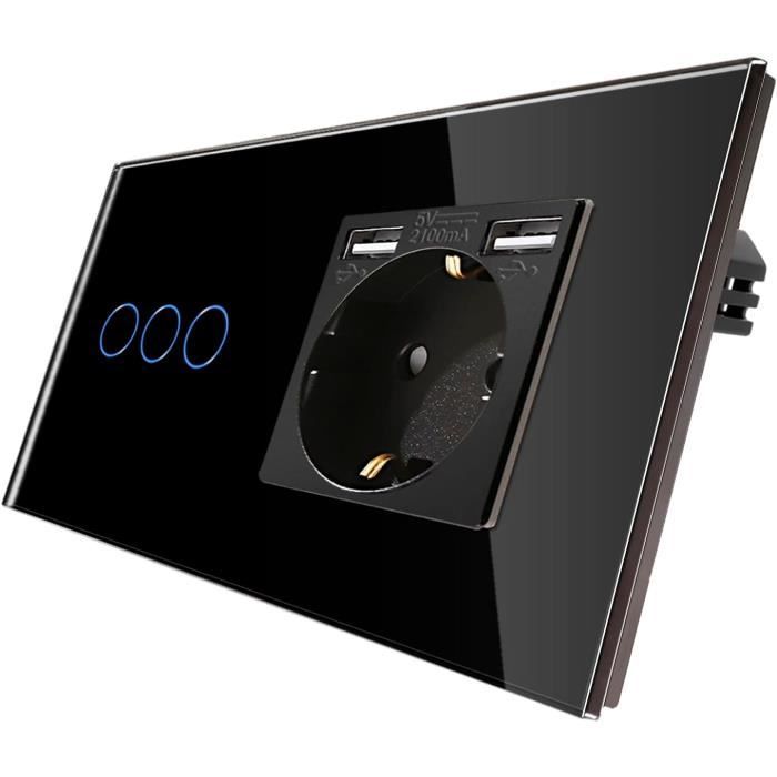 Interrupteur Tactile Avec Prise Schuko Avec Double Ports Usb A 2,1 A ...