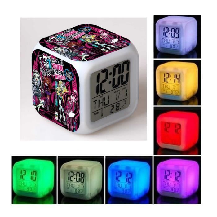 SHLK*1 pcs Monster High Réveil LED 7 couleurs changeables Horloge ...