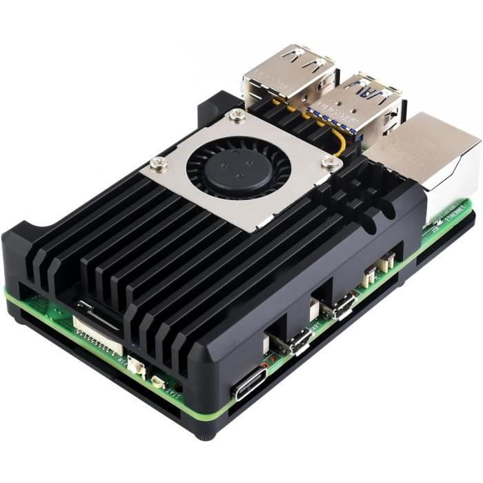 Waveshare Alm Alloy Case (H) for Raspberry Pi 5, with Temperature ...