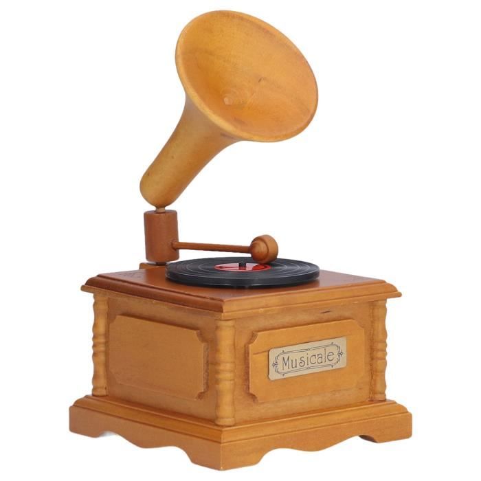 TMISHION boîte à musique gramophone en bois vintage Boîte à musique ...